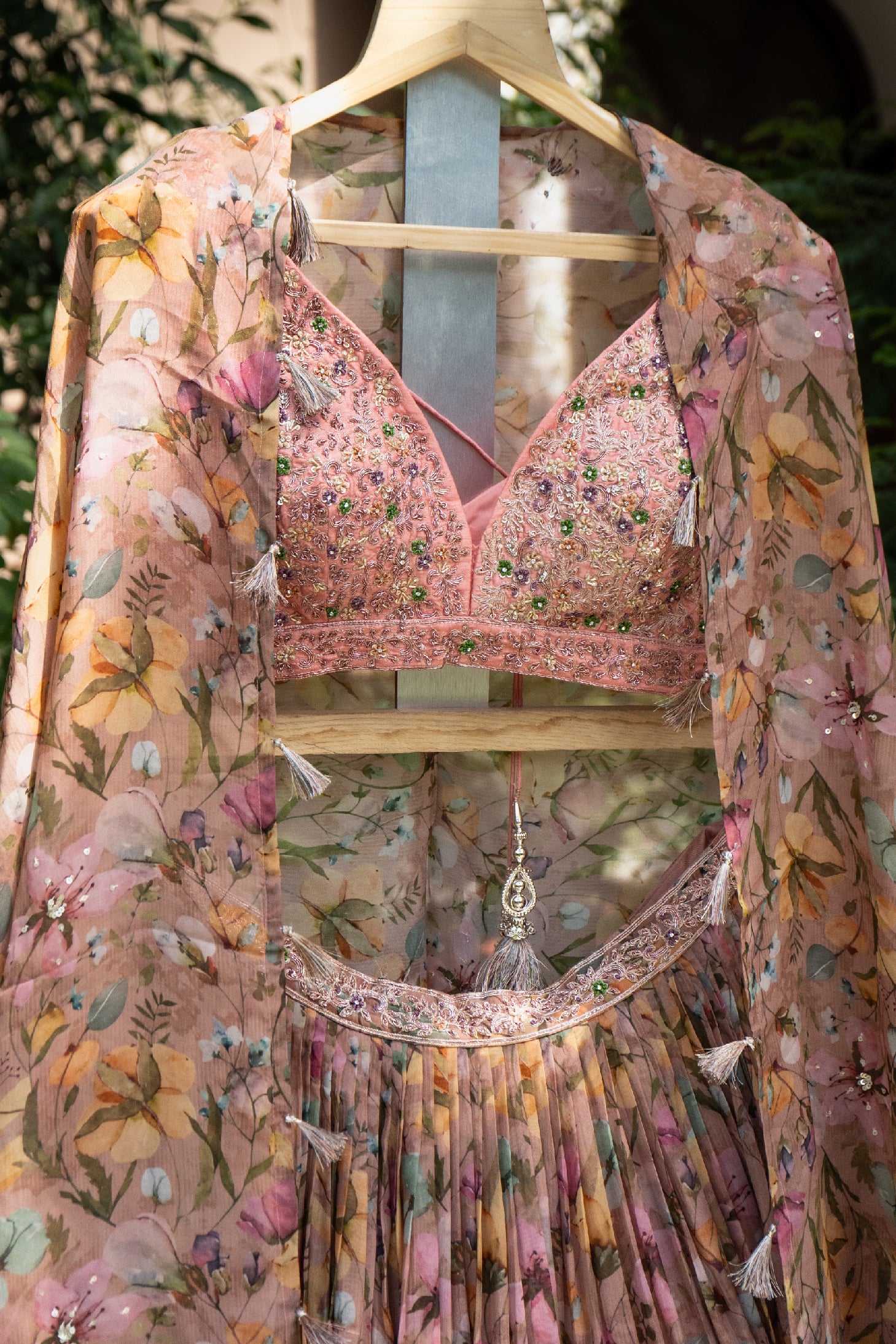 Chic Peach Floral Printed Lehenga – SUGNAMAL